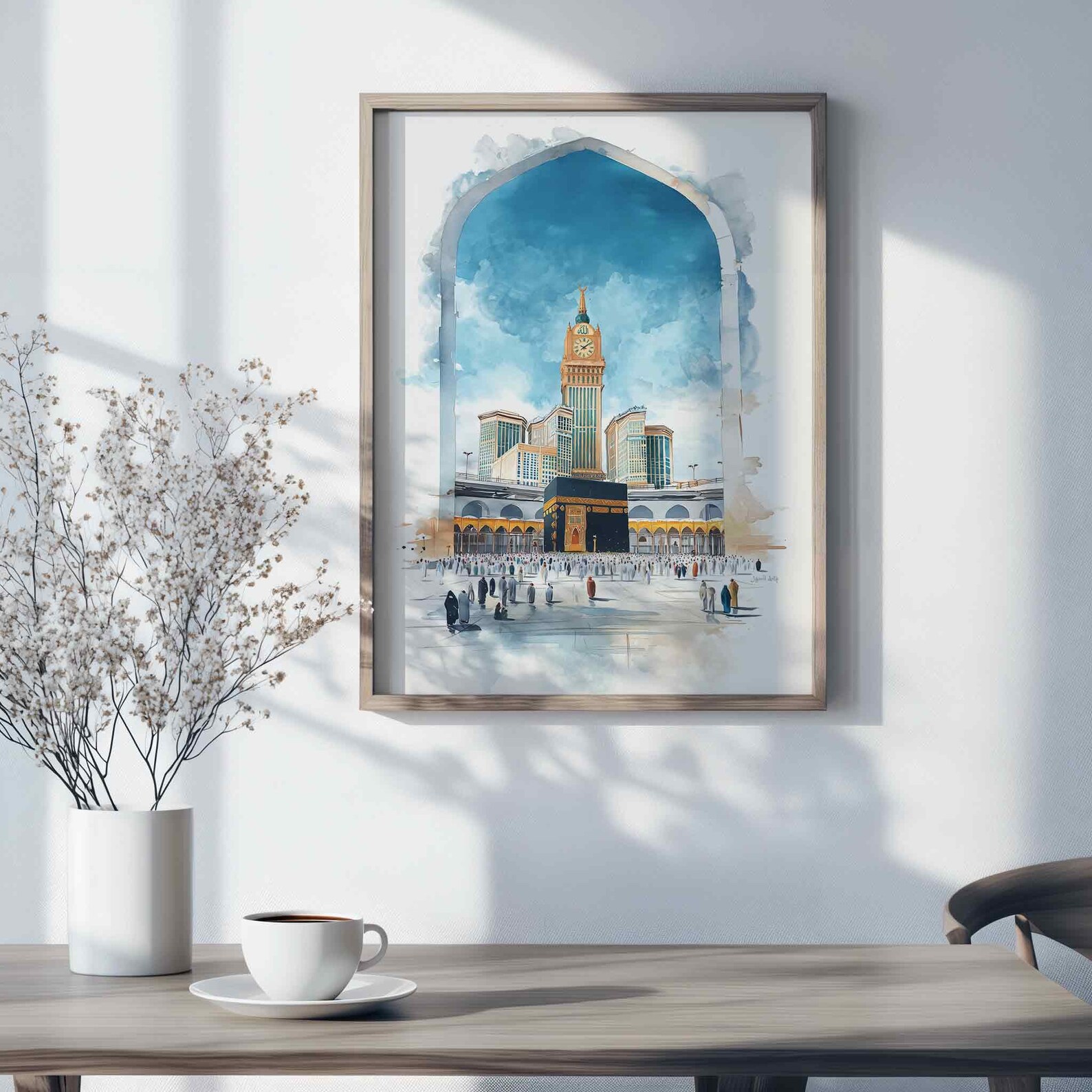 Watercolor Kaaba & Clock Tower Poster | Mecca Islamic Wall Art | Hajj ...