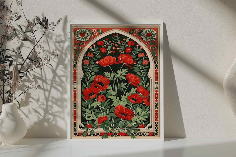 Digital Download: Palestinian Poppies Art Print – Red Floral Arch ...