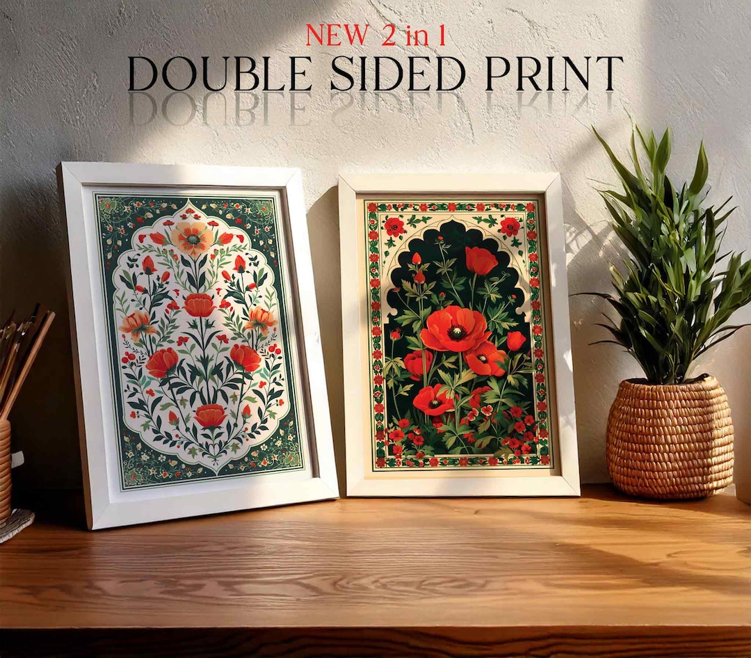 2 in 1 Double Sided Print - A5 Size - Palestinian Poppies Art Print ...