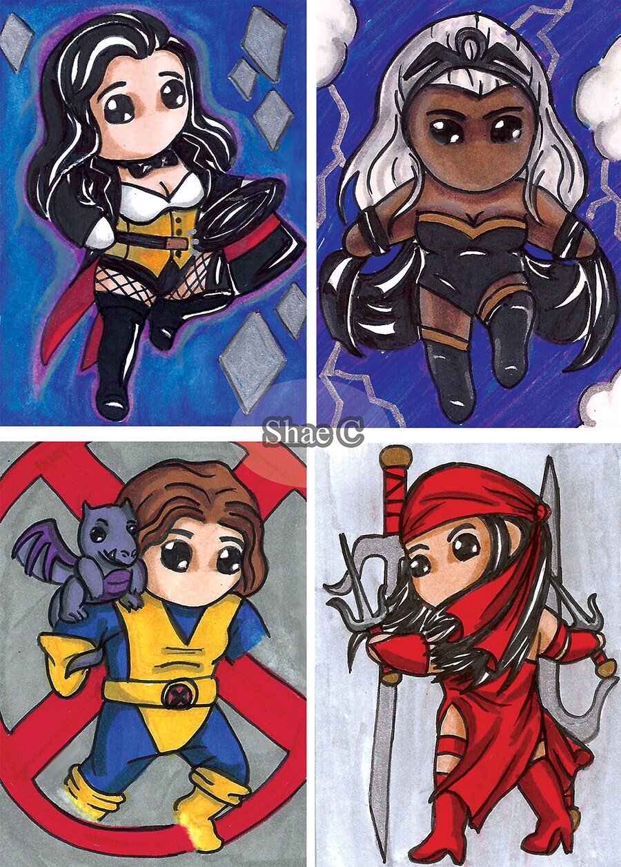 Marvel and DC Chibi Super Girls Zatanna Storm Kitty Pryde | Etsy