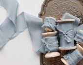 Slate Blue Silk Ribbon Hand Dyed Silk Ribbon Dusty Blue | Etsy