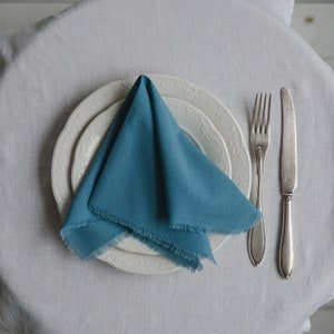 Blue Dinner Napkins,wedding Dusty Blue Decor,sky Blue Napkins Raw Edges ...