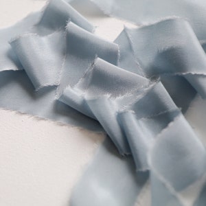 Slate Blue Silk Ribbon, Hand Dyed Silk Ribbon, Dusty Blue, Stale Blue ...