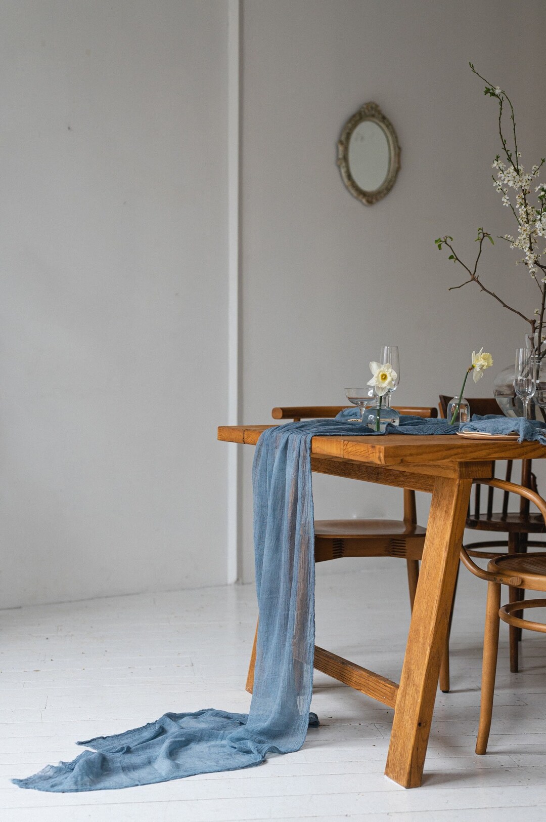 Dusty Blue Cheesecloth Table Runner Farmhouse Table Decor Wedding Arch ...