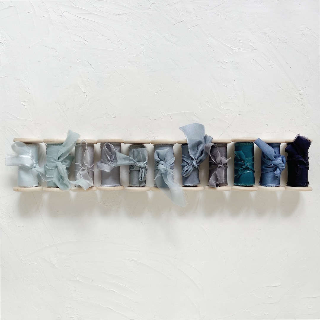 Blue Hand Torn Silk Ribbon Hand Dyed Wedding Silk Ribbon Blue ...