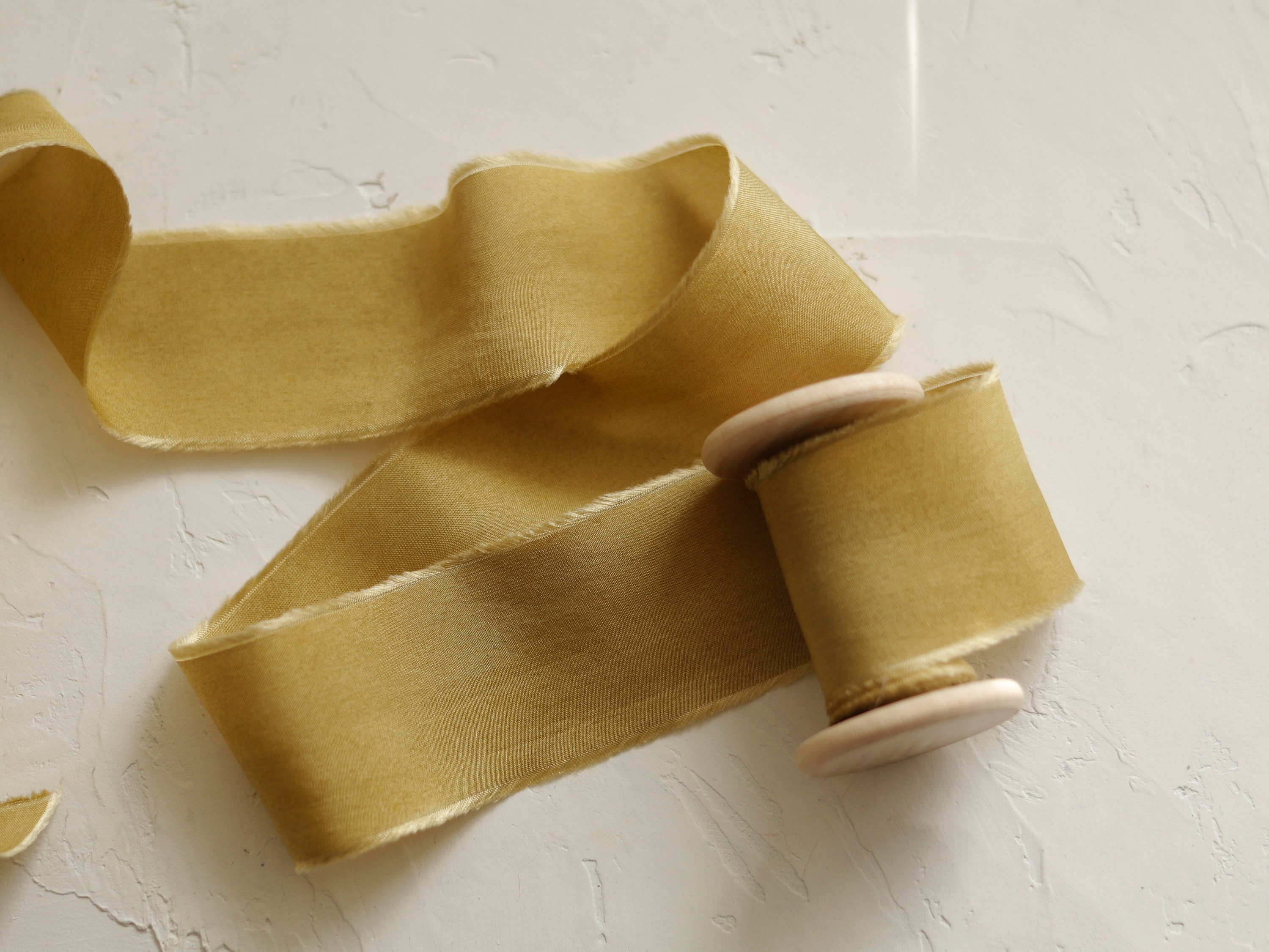 Golden MUSTARD silk ribbonHand dyed silk ribbonHand dyed | Etsy