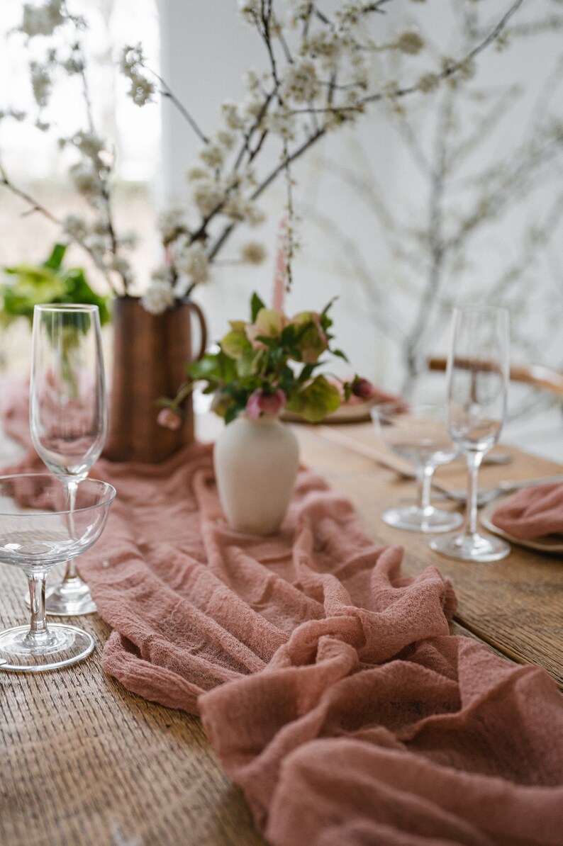 Rustic Cheesecloth Table Runner RED CLAY Farmhouse Table - Etsy