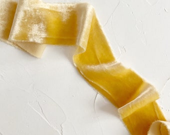 IVORY Hand Torn Silk Velvet Ribbon,hand Dyed ,ivory Ribbon, Ribbon for ...