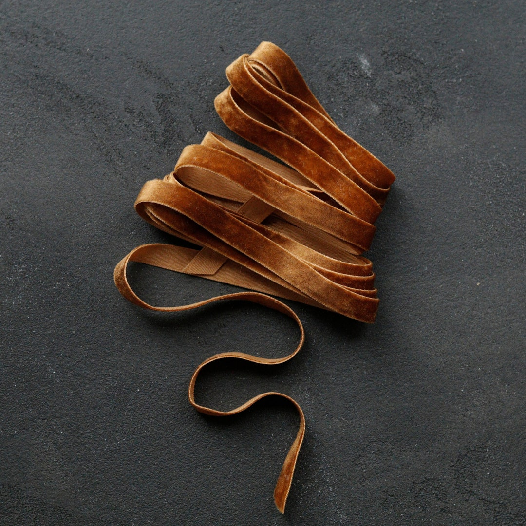 Rust Velvet Ribbon Finished Edge, 1/2'' Terracotta Ribbon, Bridal ...