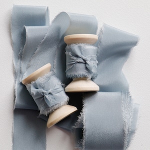 Slate Blue Silk Ribbon, Hand Dyed Silk Ribbon, Dusty Blue, Stale Blue ...