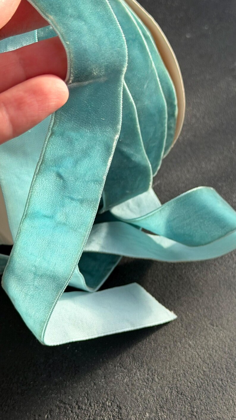 Aquamarine Blue 1 Inch Ribbon: Hand Dyed Turquoise Velvet Ribbon by the ...