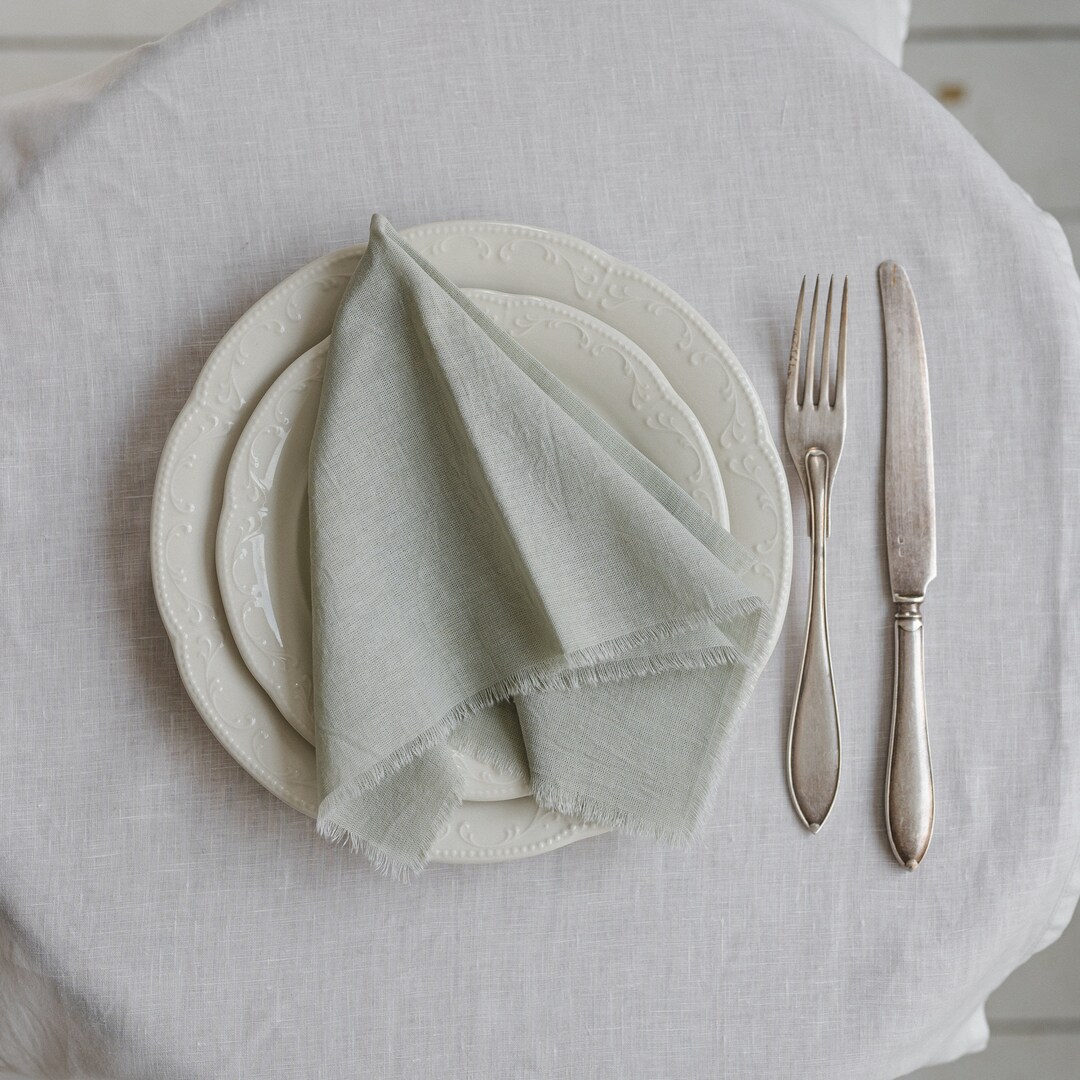 PALE SAGE Green - Wedding Napkins,cotton Napkins,wedding Table Decor ...