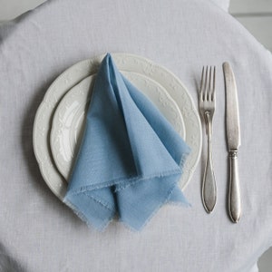 Blue Dinner Napkins,wedding Dusty Blue Decor,sky Blue Napkins Raw Edges ...