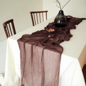 Brown Cheesecloth Table Runner for Boho Wedding Decor - Hand Dyed Sheer ...