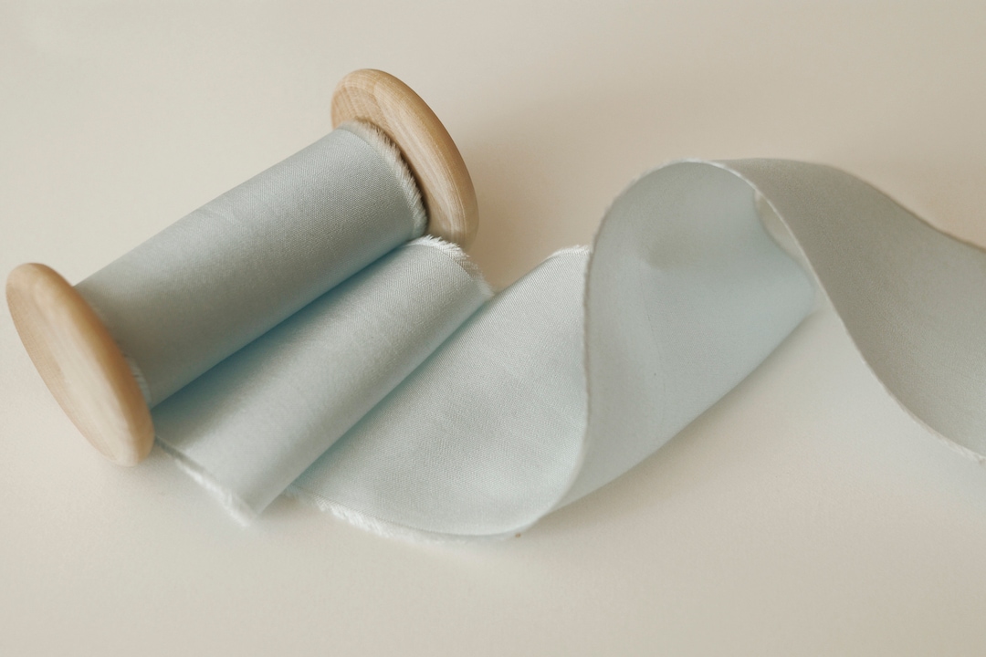 Pale Blue Silk Ribbon,sky Blue Wedding Ribbon,hand Dyed Ribbon,ribbon ...
