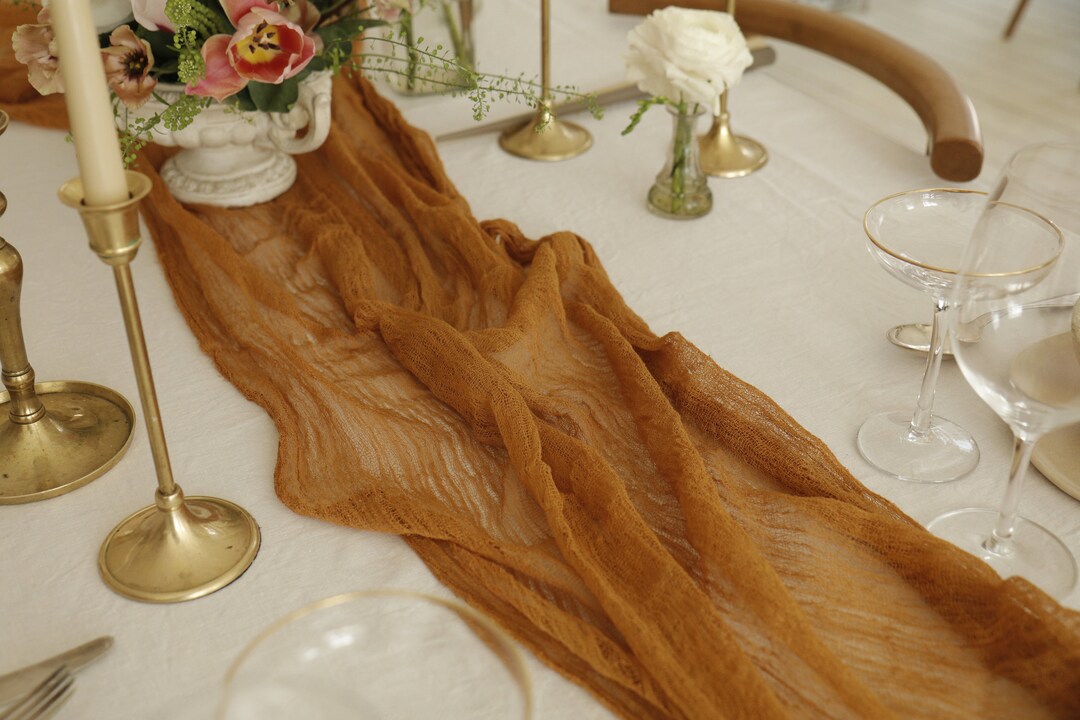 Rust Gauze Table Runner,table Centerpiece, Rust Orange Table Runner ...