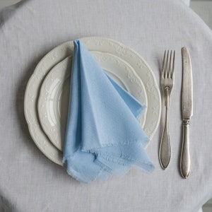 Blue Dinner Napkins,wedding Dusty Blue Decor,sky Blue Napkins Raw Edges ...