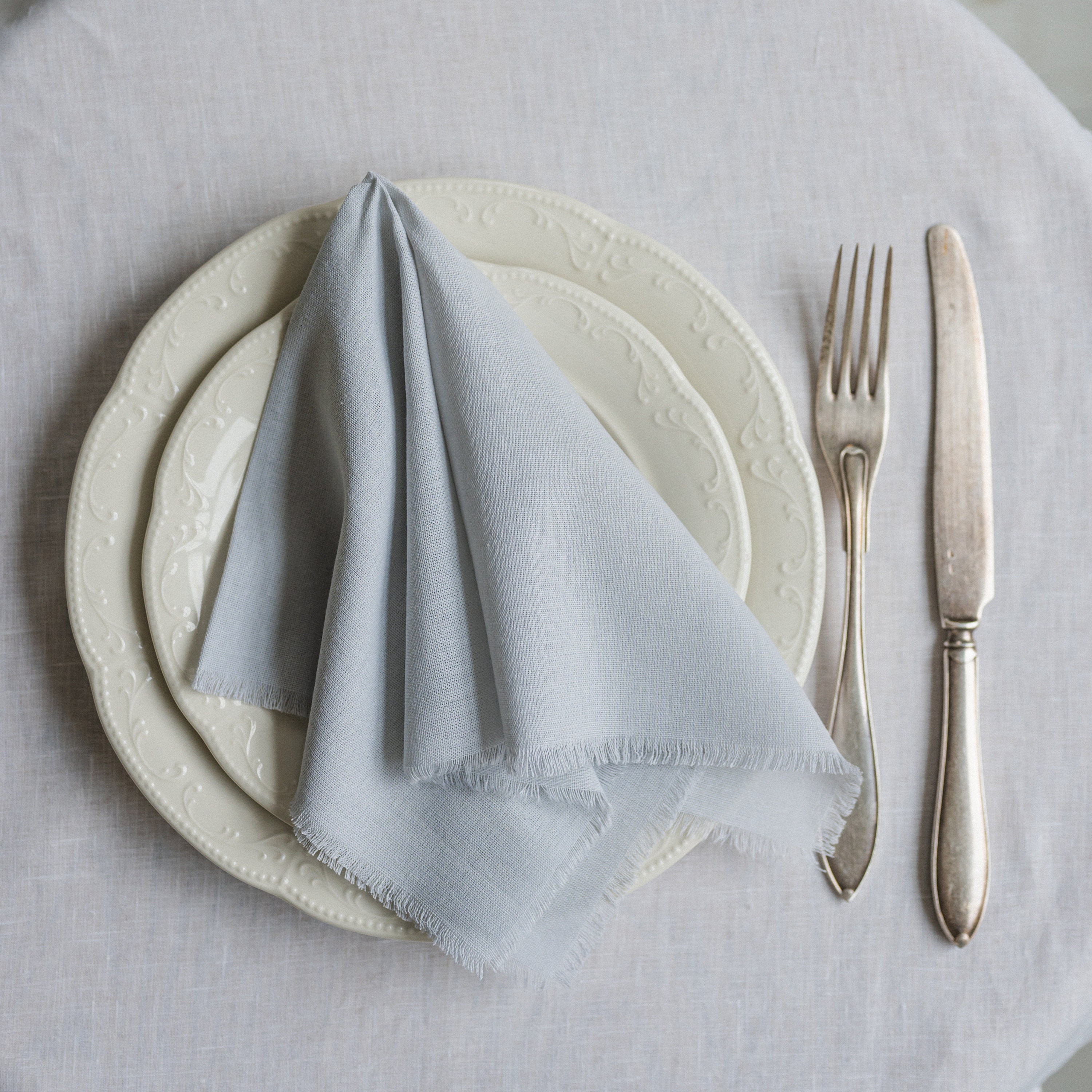 Blue Dinner Napkins,wedding Dusty Blue Decor,sky Blue Napkins Raw Edges ...