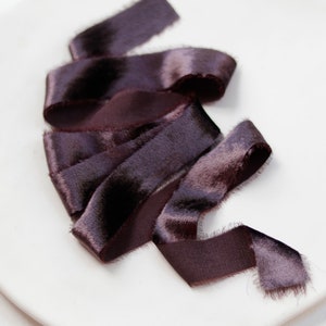 PLUM - Hand Torn Silk Velvet Ribbon,hand Dyed ,dark Violet Ribbon ...