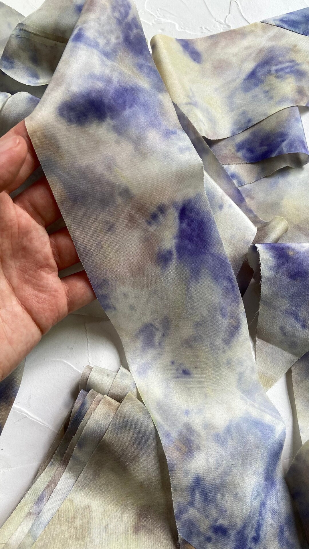 Variegated Violet Silk Ribbon for Wedding Bouquet Bias Cut Finished ...