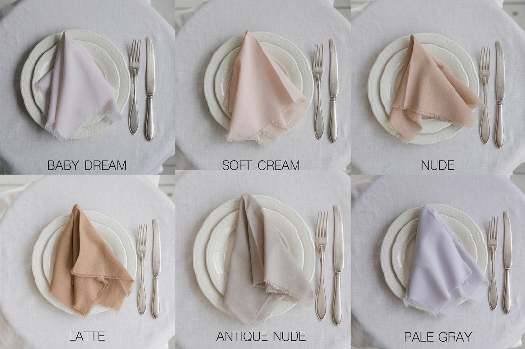 Fabric Wedding Napkins Beige Event Table Decor Gray Beige Wedding Decor ...