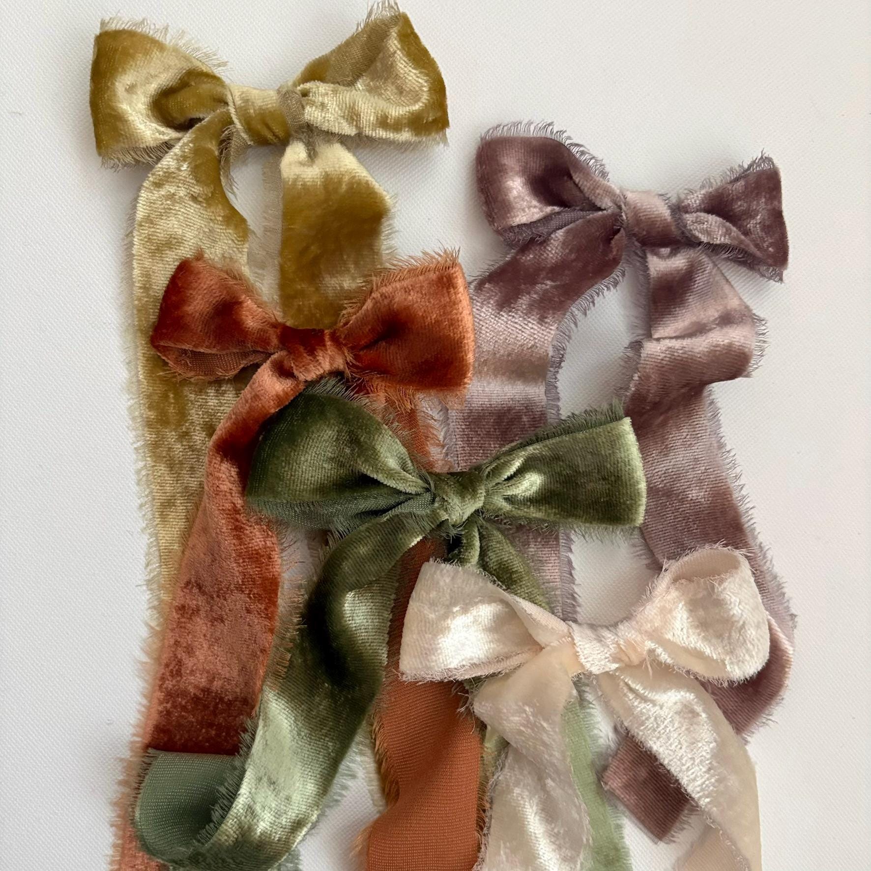 Velvet Christmas Bows Hand Dyed Silk Velvet Ornaments Holiday Tree ...