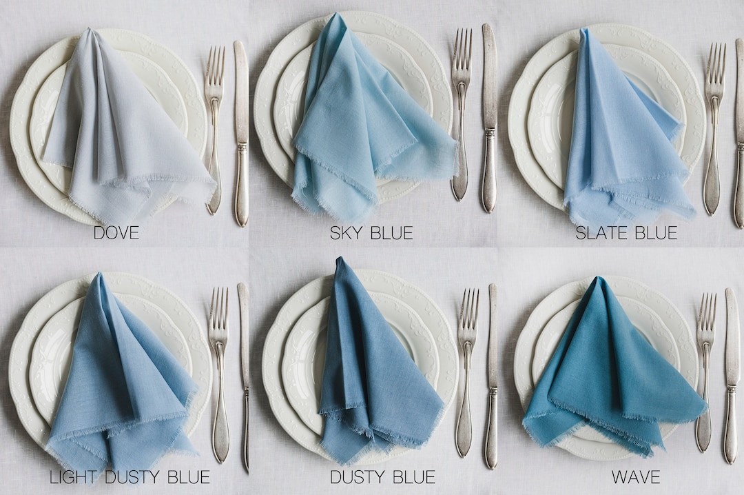 Blue Dinner Napkins,wedding Dusty Blue Decor,sky Blue Napkins Raw Edges ...