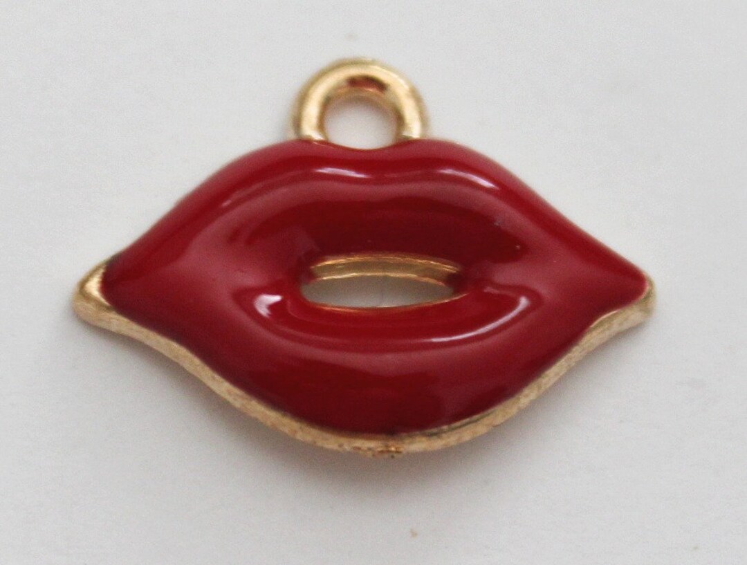 5 Red Lips Charms, Lips Pendants Gold Plated - Etsy
