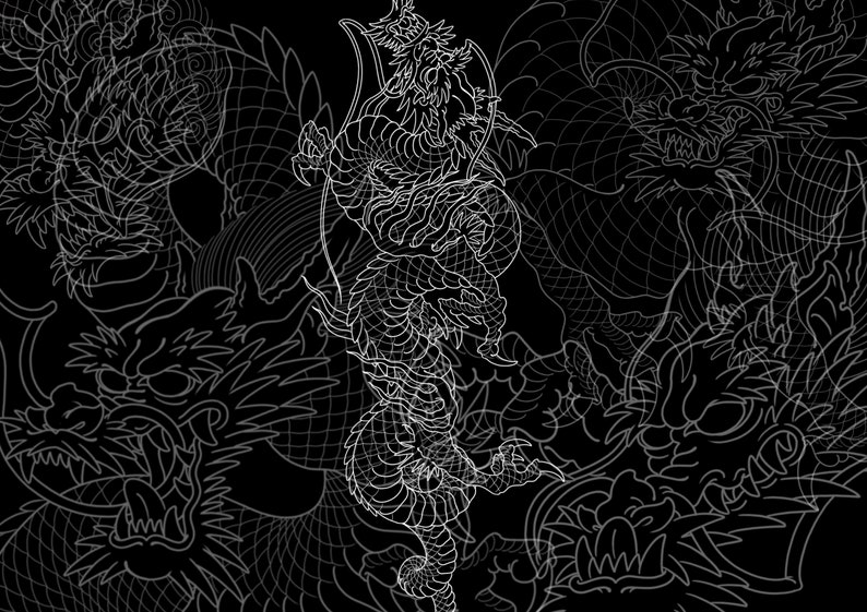 Japanese Dragon Procreate Stamp Kit - Etsy