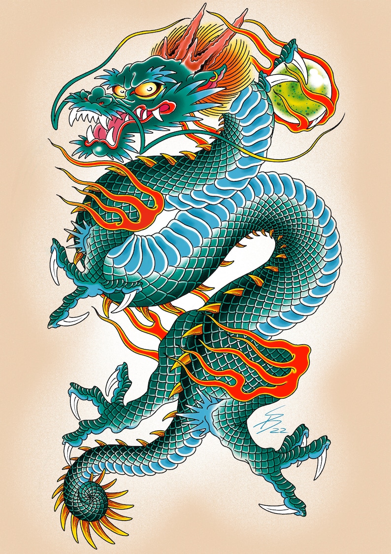 Japanese Dragon Procreate Stamp Kit - Etsy