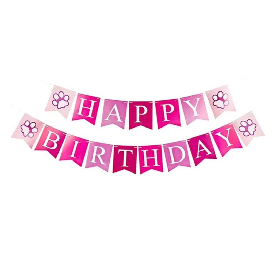 Pet Paw Print Happy Birthday Cat Dog Party Banner Decoration Garland - Etsy