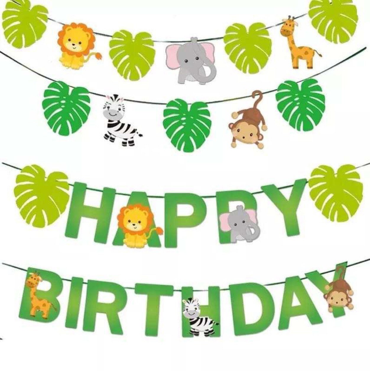Jungle Happy Birthday Animals Banner Kids Baby Toddler Boys - Etsy UK