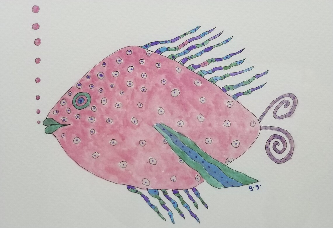 Pink Fish Original Watercolor Painting - Etsy