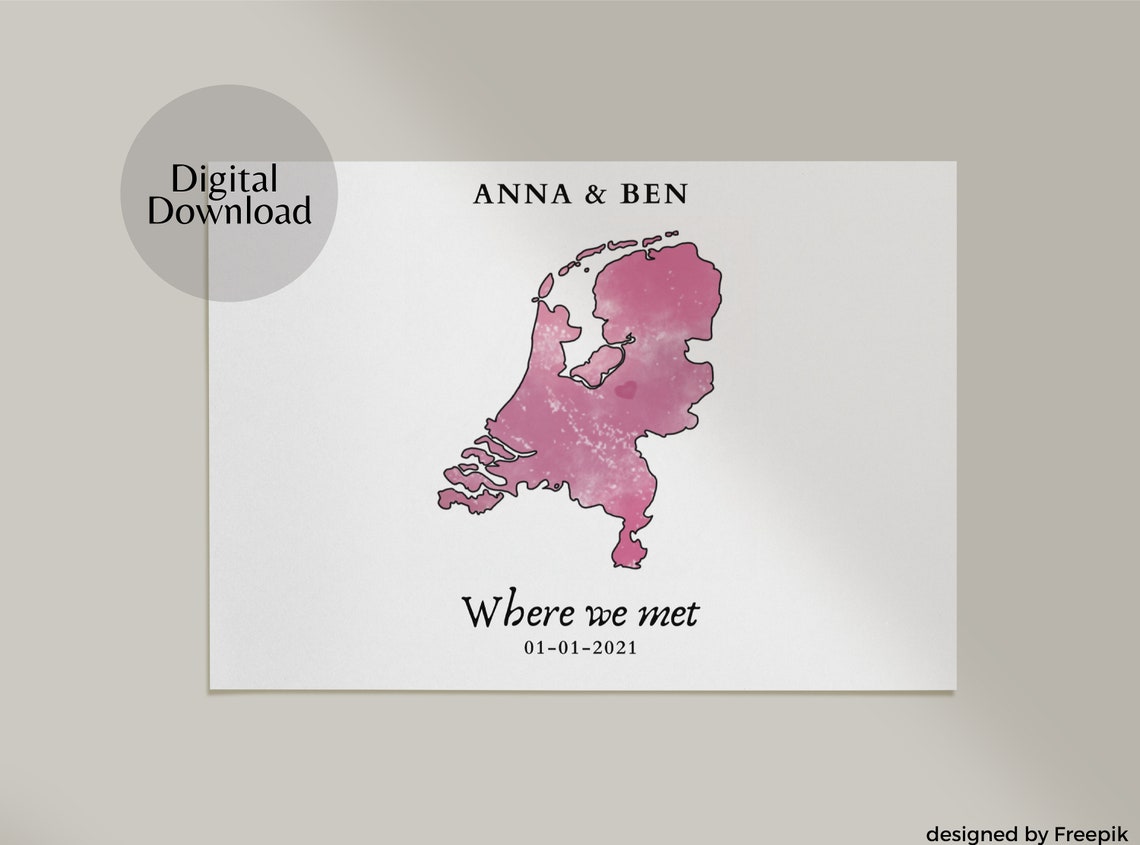 Custom Country Map Where We Met Anniversary Gift - Etsy