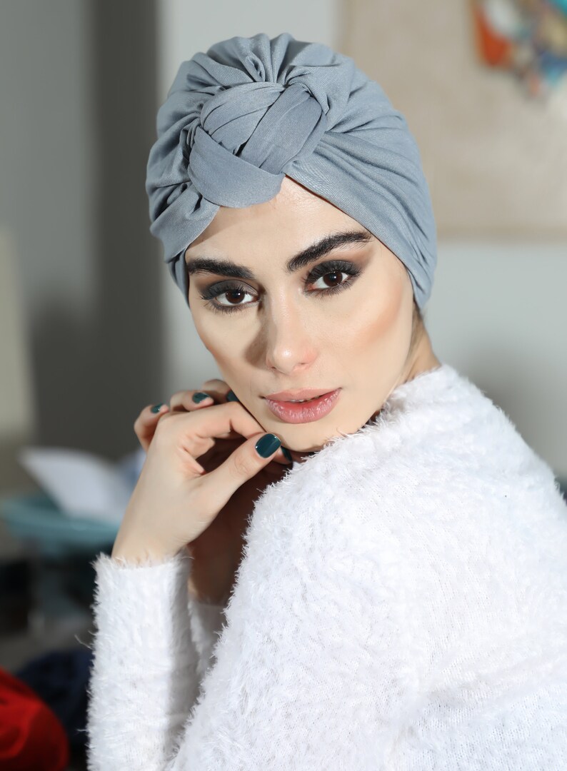 Turban Hat dark blue Stretch Knot cyan Turban Cap Womens Hat | Etsy