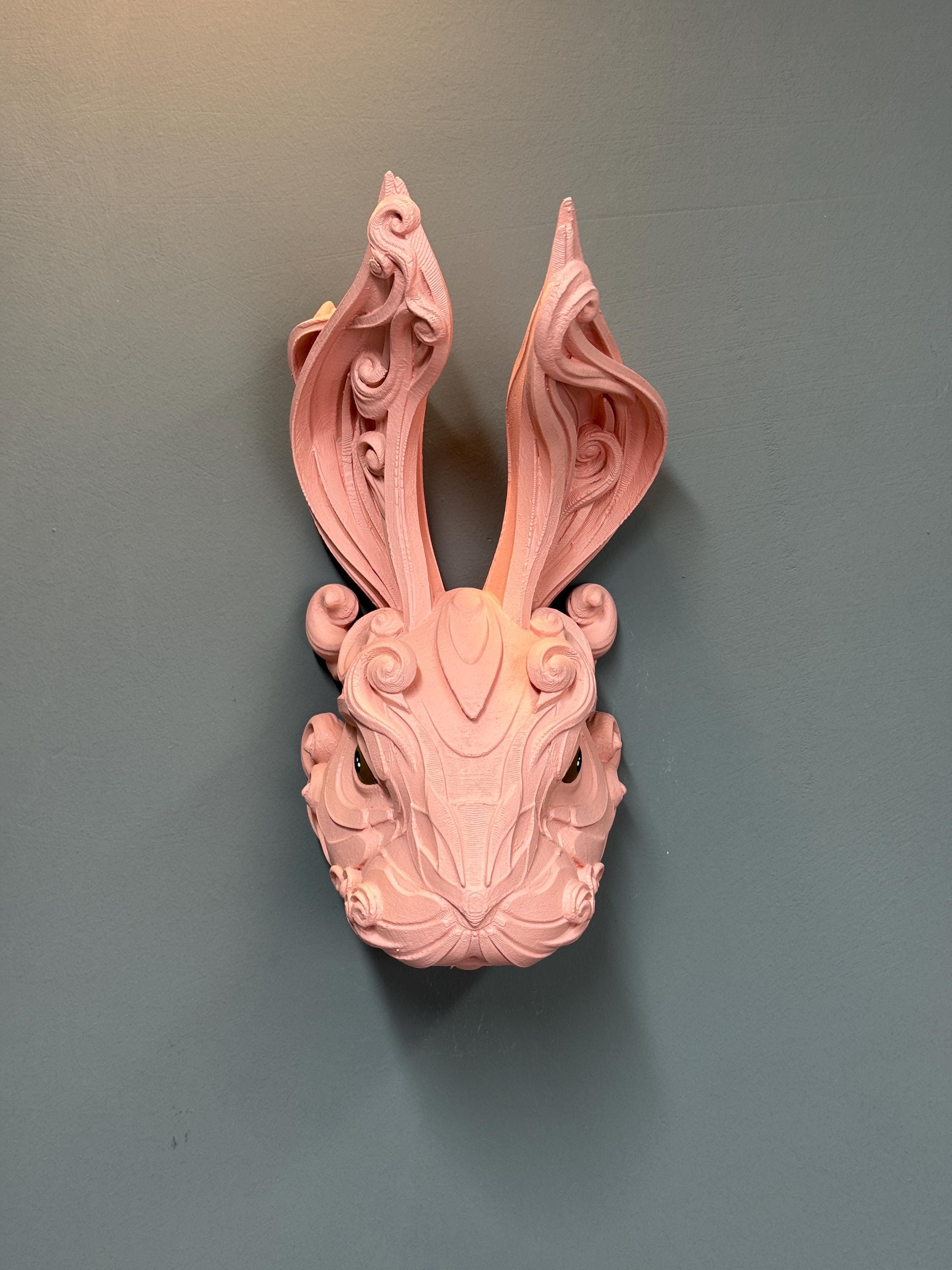 Fantasy Rabbit Wall Head – Hand-painted Animal Mask | Quirky Wall Art ...