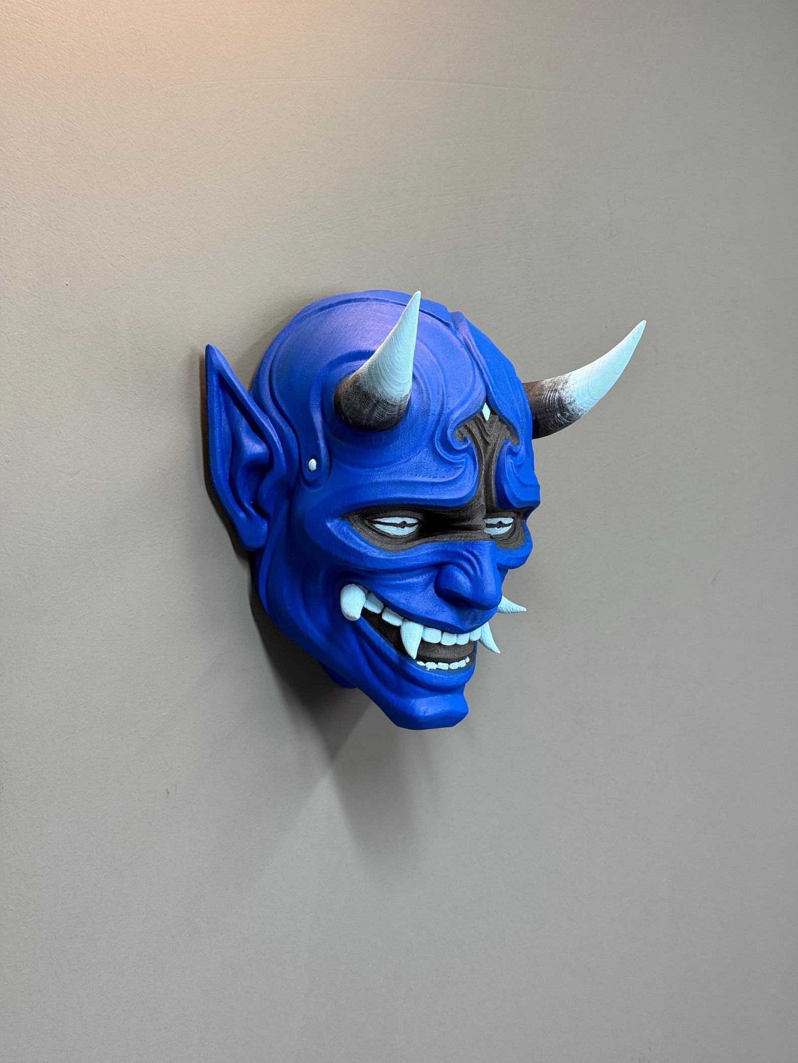 Hand-painted 3D Printed Oni Mask Wall Hanging - Japanese Demon Art ...