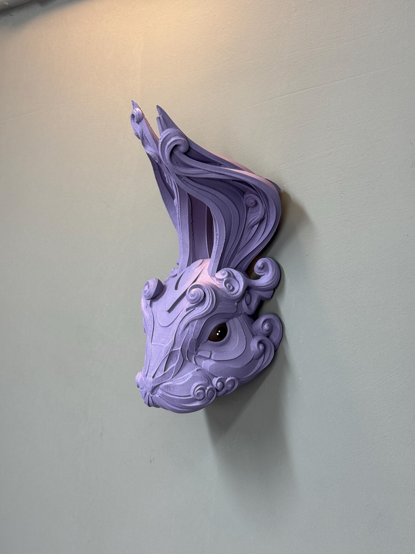 Fantasy Rabbit Wall Head – Hand-painted Animal Mask | Quirky Wall Art ...