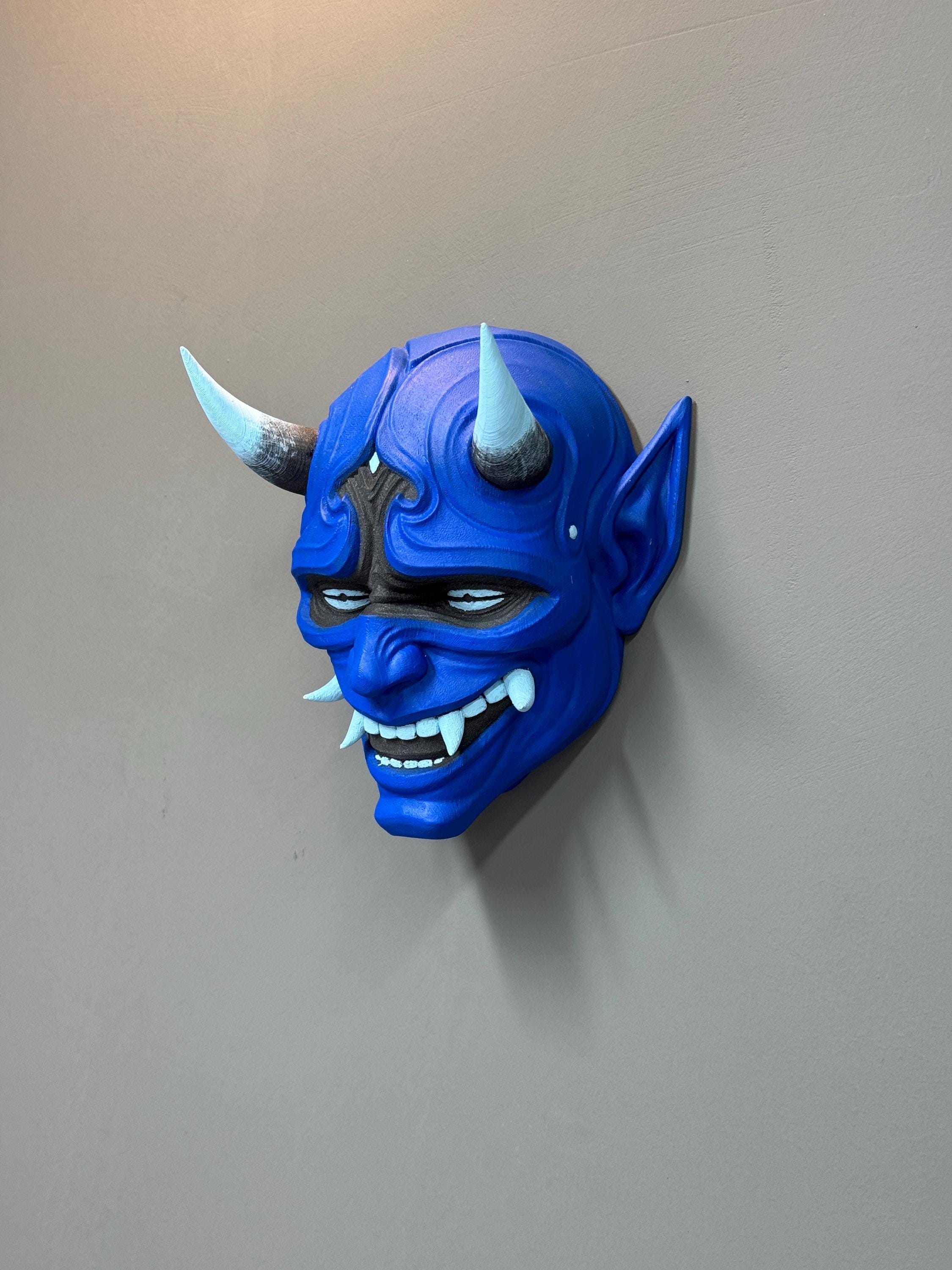 Hand-painted 3D Printed Oni Mask Wall Hanging - Japanese Demon Art ...