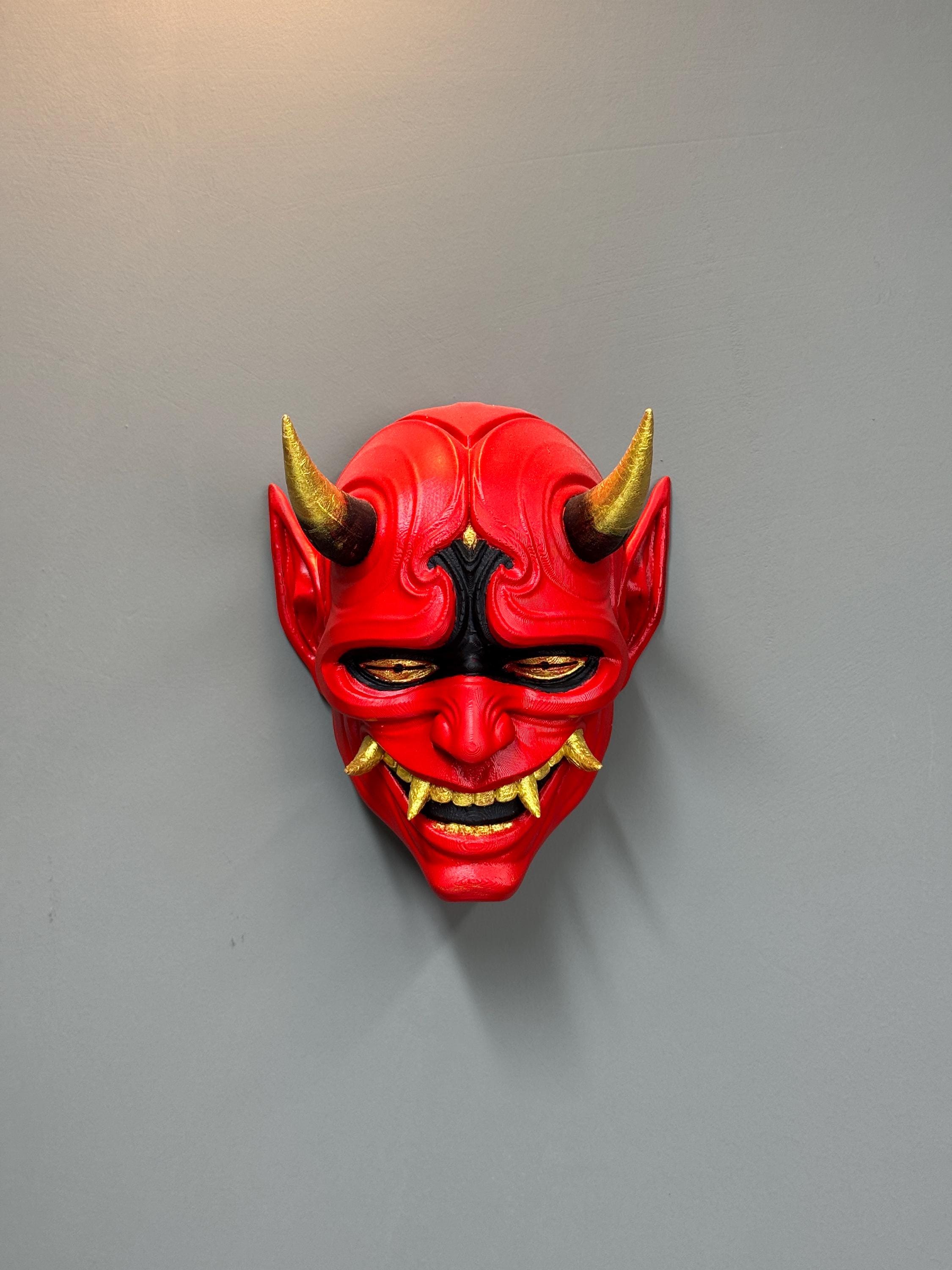 Hand-painted 3D Printed Oni Mask Wall Hanging - Japanese Demon Art ...