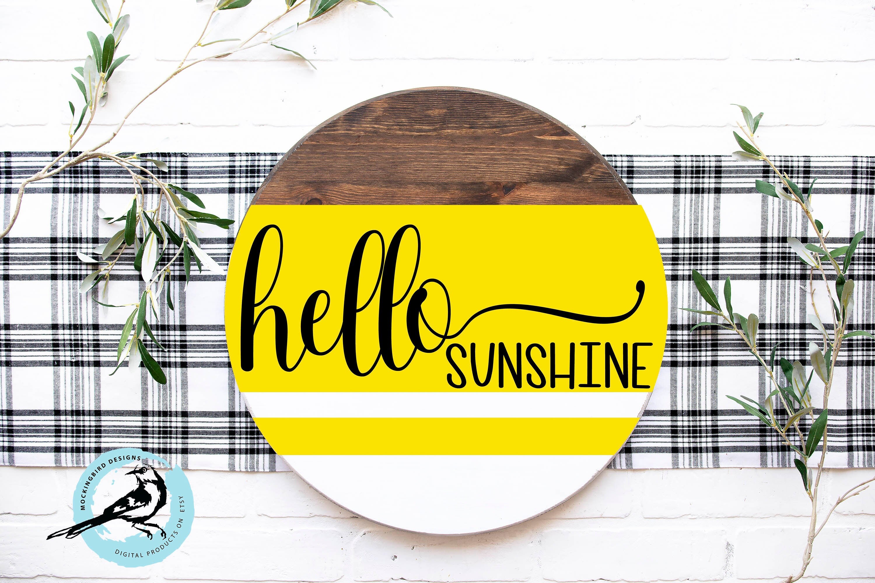Digital Hello Sunshine Svg Welcome Svg Door Round Svg - Etsy
