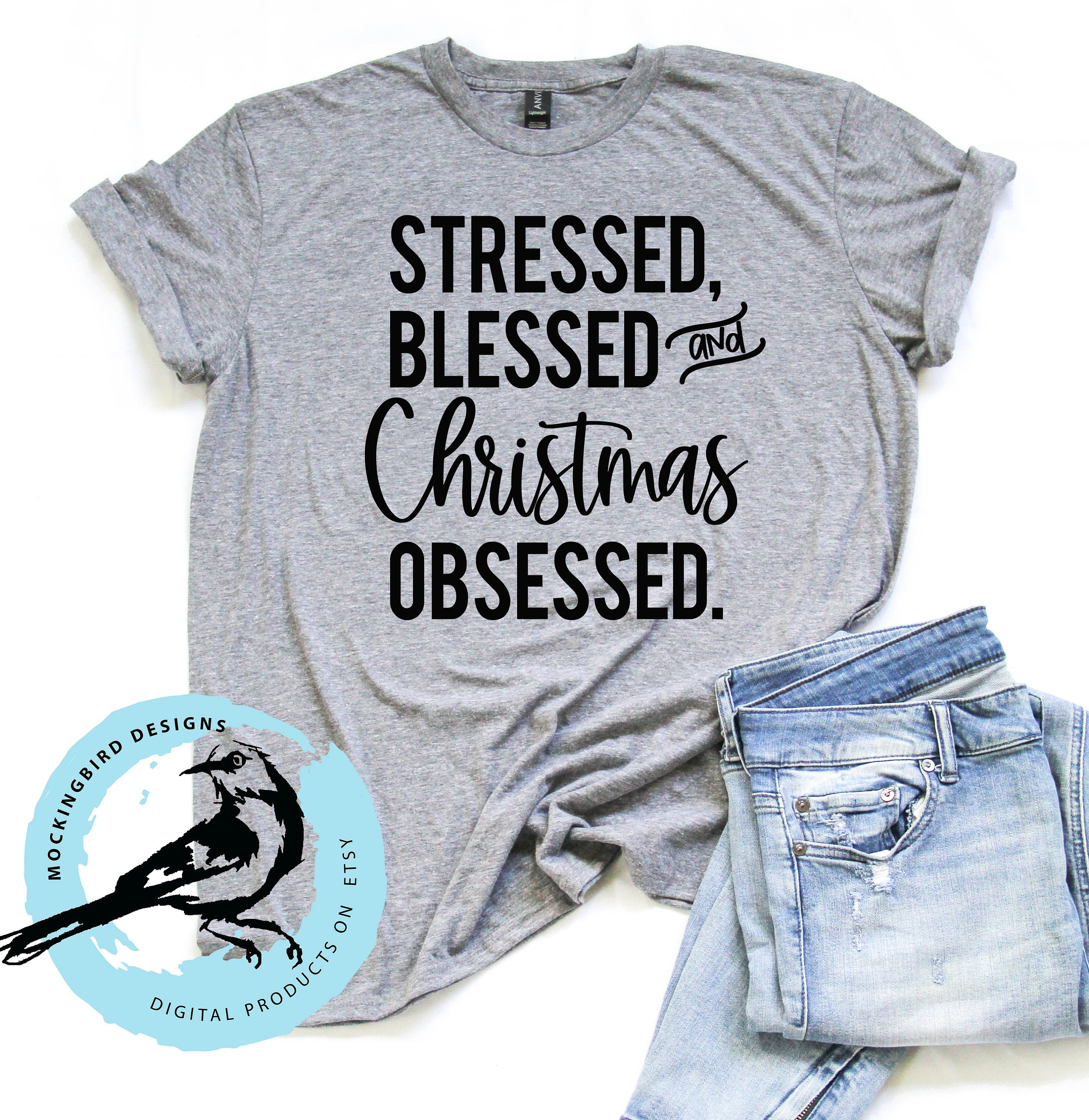 Christmas Svg Stressed Blessed and Christmas Obsessed Svg - Etsy
