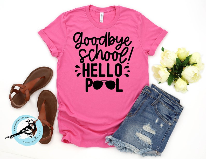 Teacher svg Goodbye School Hello Pool Svg summer vacation | Etsy