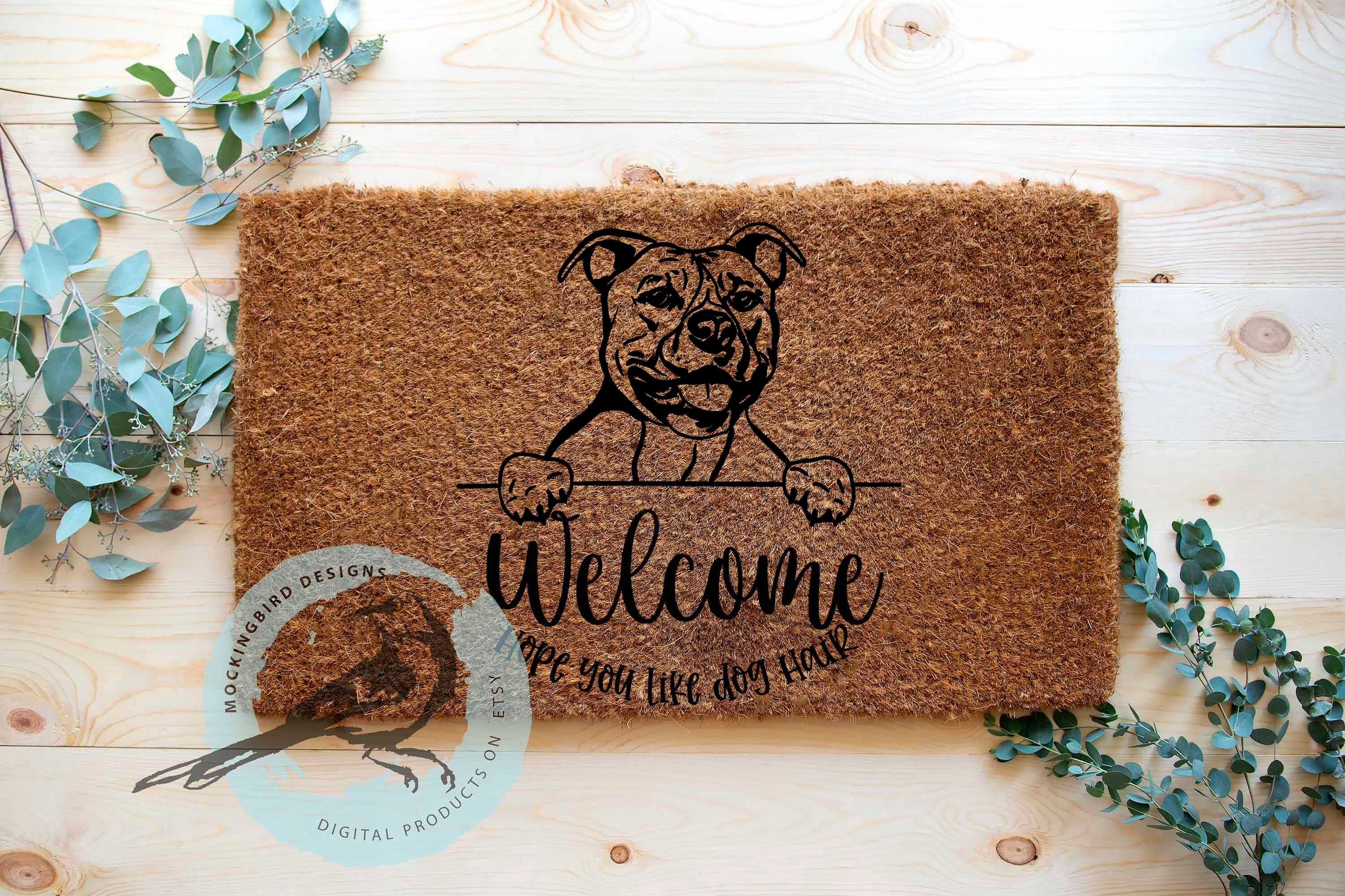 Pitbull Svg Pitbull Welcome Svg Dog Hair Svg Door Round | Etsy