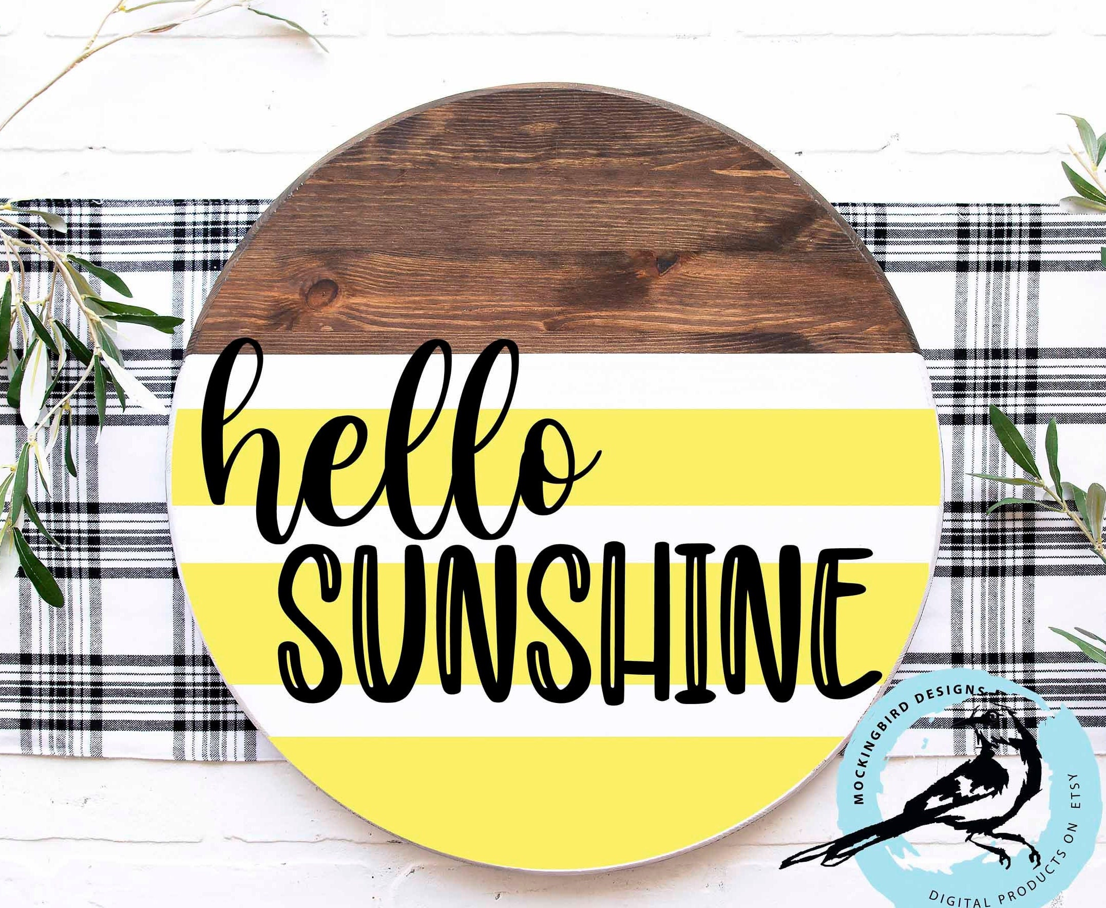 Digital Hello Sunshine Svg Welcome Svg Door Round Svg - Etsy