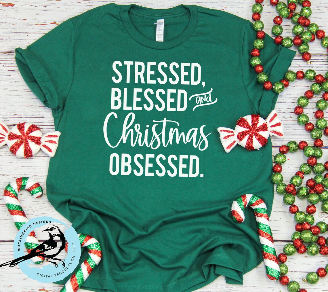 Christmas Svg Stressed Blessed and Christmas Obsessed Svg - Etsy