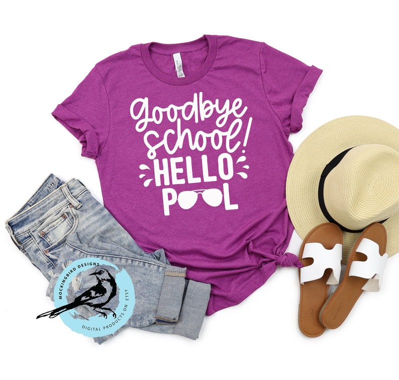Teacher svg Goodbye School Hello Pool Svg summer vacation | Etsy