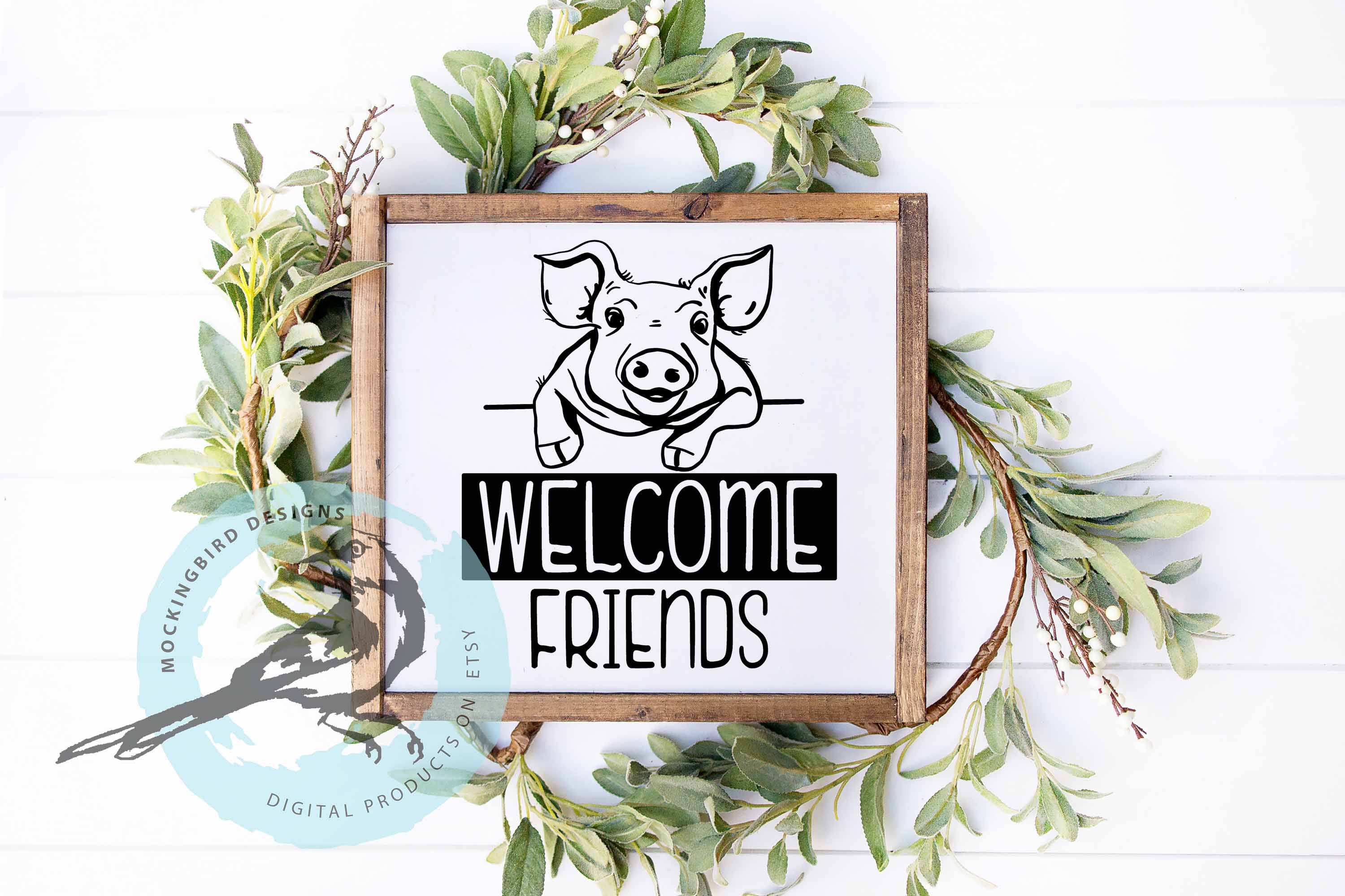 Pig Svg Door Round Svg Welcome Svg Sign Svg Funny SVG | Etsy