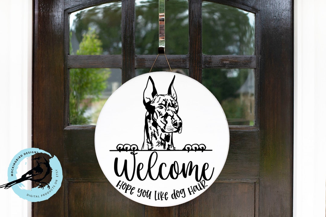Dobermann Svg, Doberman Pinscher Welcome Svg, Dog Hair Svg, Door Round ...