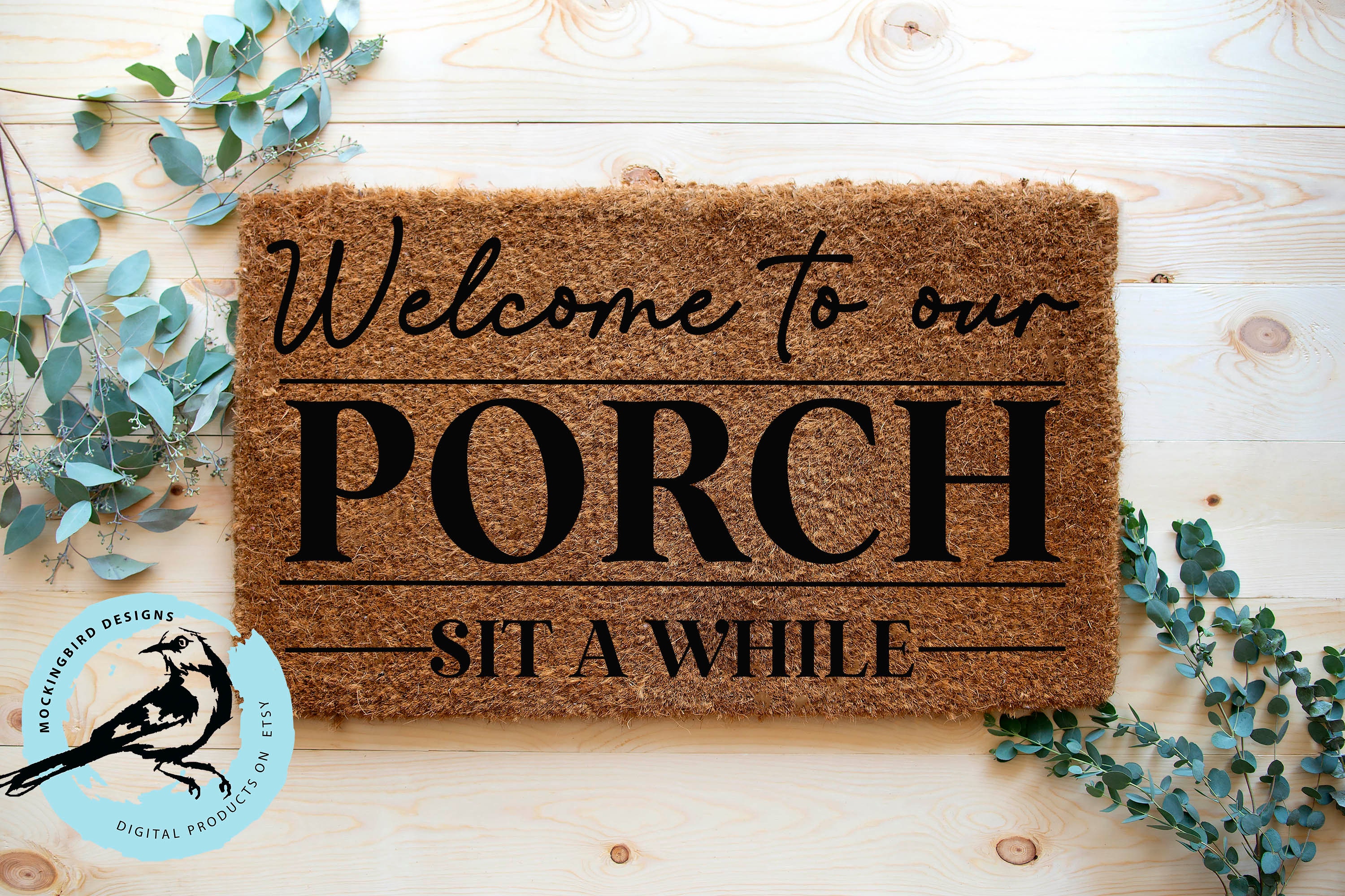 Porch Svg Welcome Sign Svg Sit A While Svg Welcome Doormat - Etsy